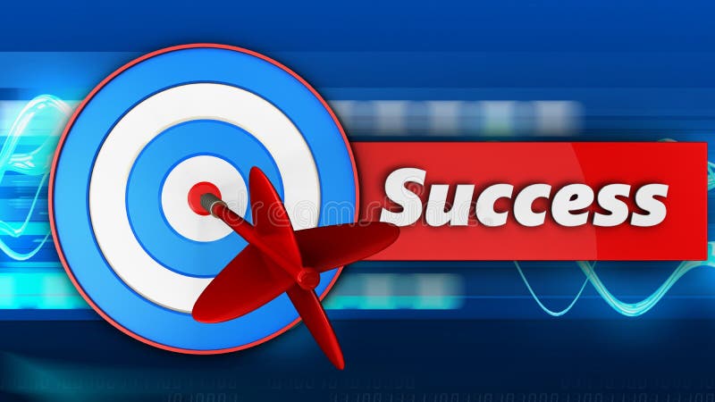 3d Blue Target with Success Stock Illustration - Illustration of banner ...