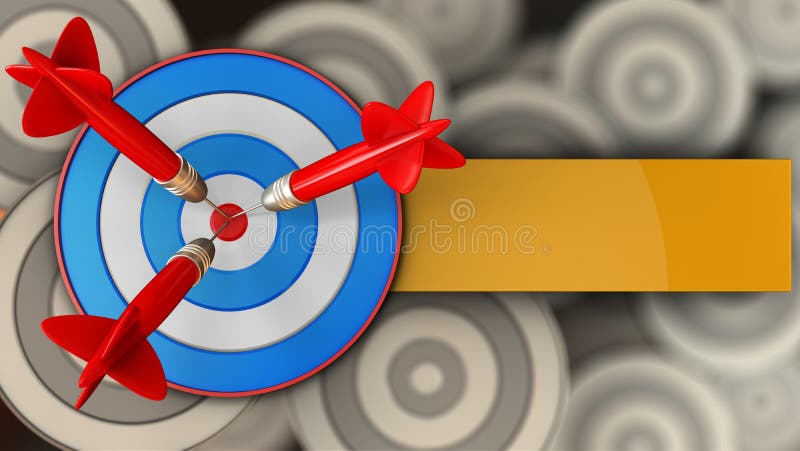 3d Blue Target with Three Darts Stock Illustration - Illustration of ...