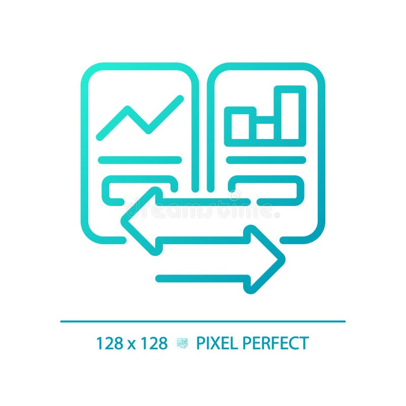 2D Blue Thin Line Gradient Graph Comparisons Icon Stock Vector ...