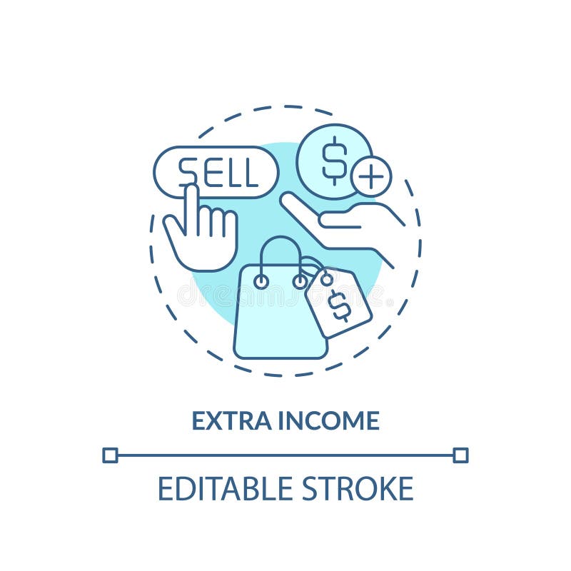 2D Blue Thin Linear Icon Extra Income Concept Stock Vector ...