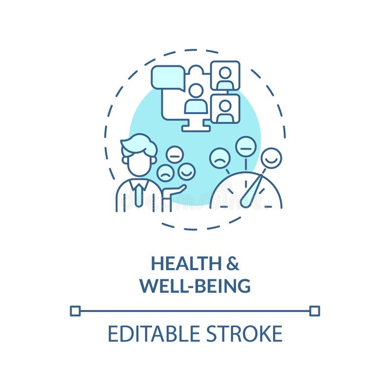 2D Blue Thin Linear Icon Health and Wellbeing Concept Stock Vector ...