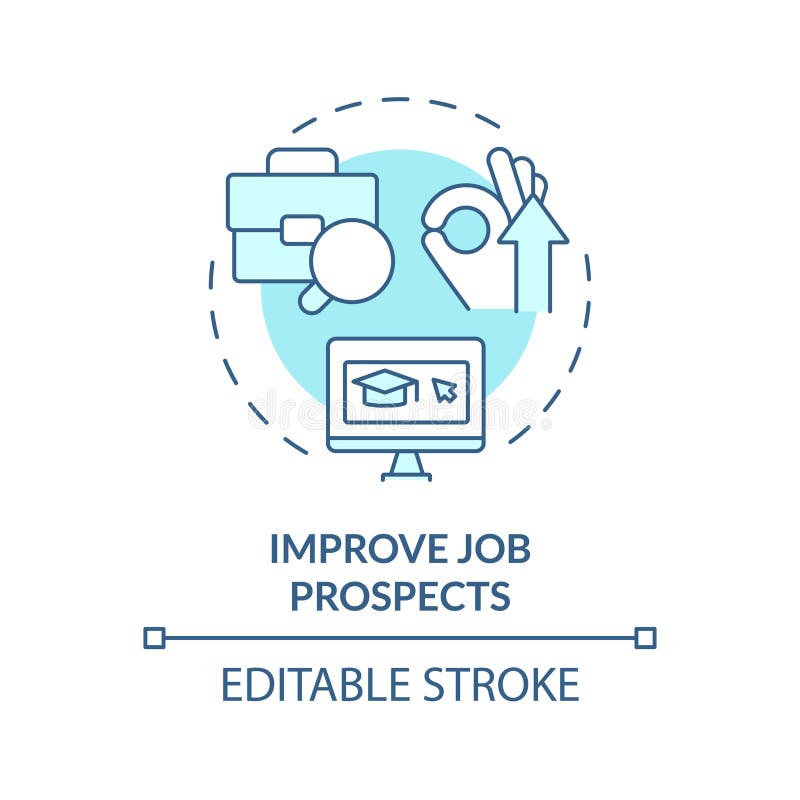2D Blue Thin Linear Icon Improve Job Prospects Concept Stock Vector ...