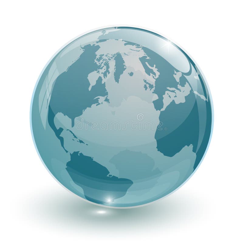 3d Blue Transparent Glass Earth Globe Isolated Stock Vector ...