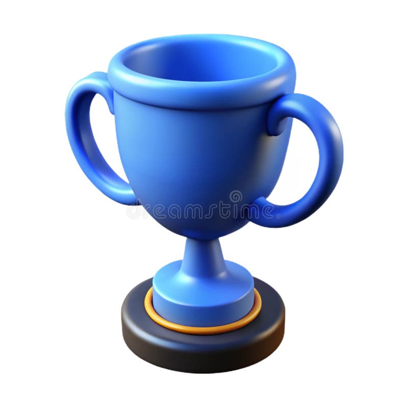 3D Blue Trophy Awards Cup on Black Background Stock Illustration ...