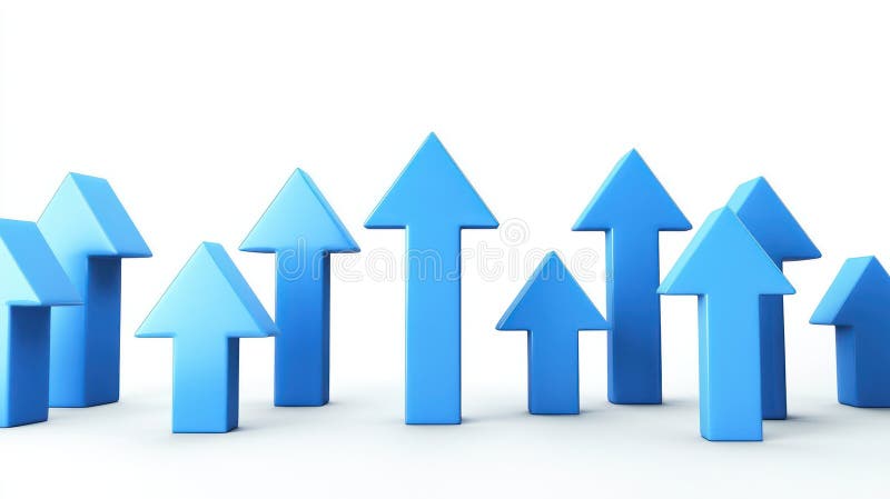 3D Blue Up Arrows stock illustration. Illustration of white - 341066646