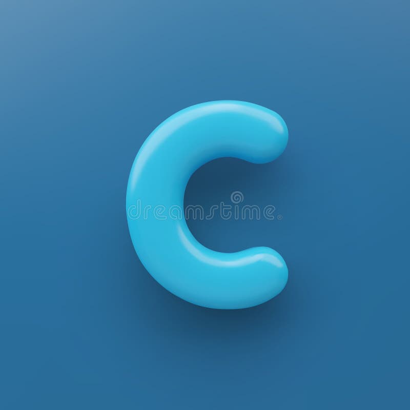 3D Blue Uppercase Letter C with a Glossy Surface on a Blue Background ...