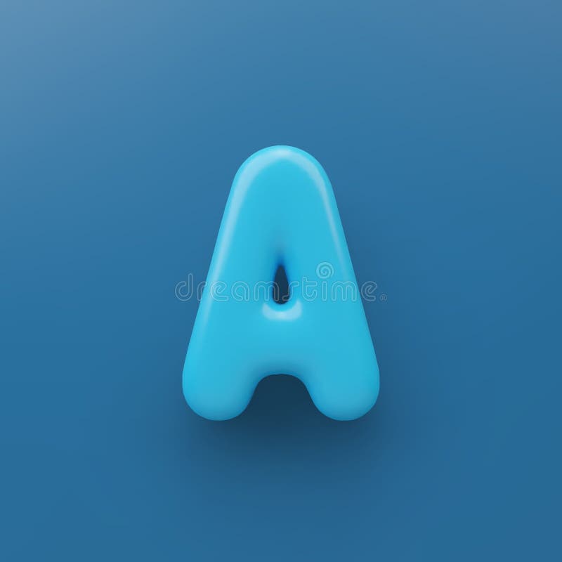 3D Blue Uppercase Letter a with a Glossy Surface on a Blue Background ...