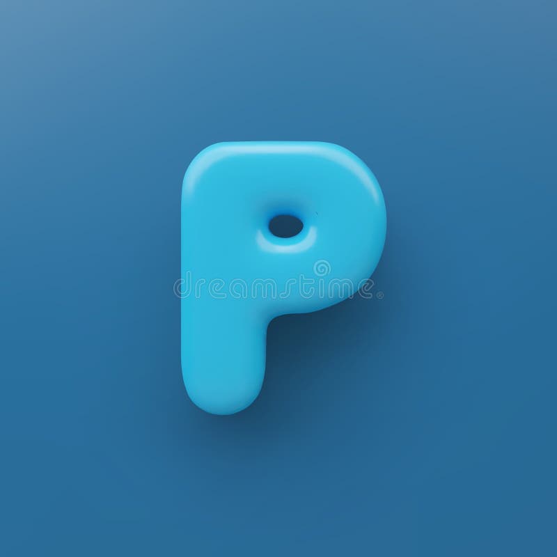 3D Blue Uppercase Letter P with a Glossy Surface on a Blue Background ...