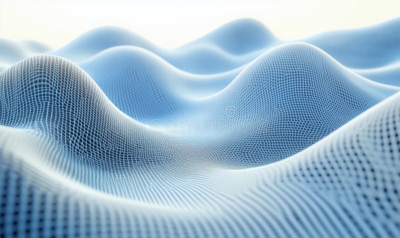 3D Blue Wave Surface Mesh Visualization with Smooth Curves and Depth ...