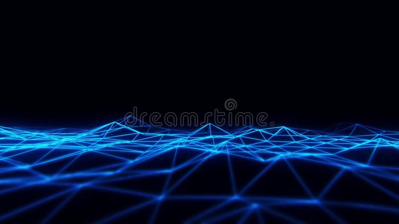 3D Blue Wireframe Grid Landscape Graphic Element Loopable Stock Footage ...