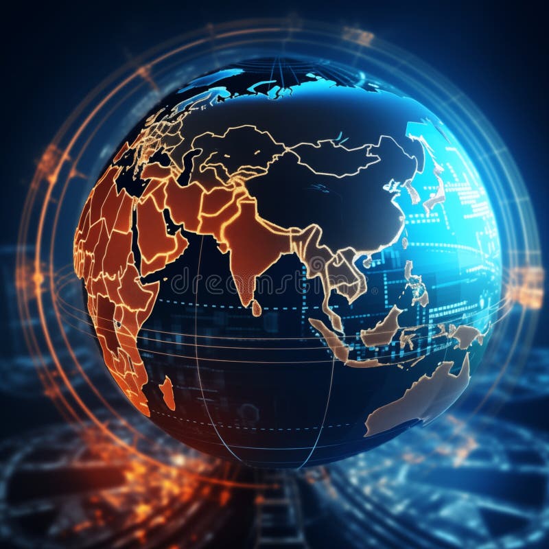 3D Blue World Map Generative Ai Stock Illustration - Illustration of ...