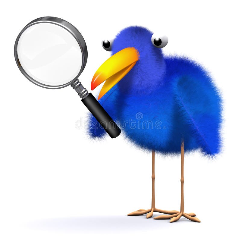 3d Bluebird with Magnifying Glass Stock Illustration - Illustration of ...
