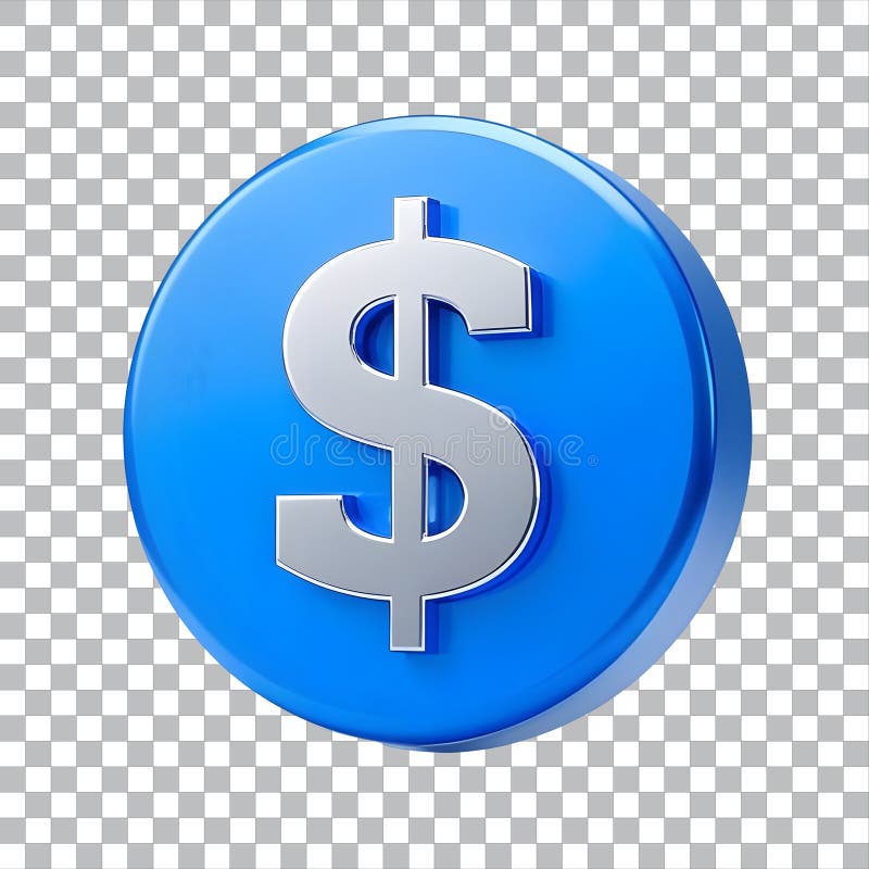 3D Blur Dollar Sign Icon a Isolated on Transparent Background Stock ...