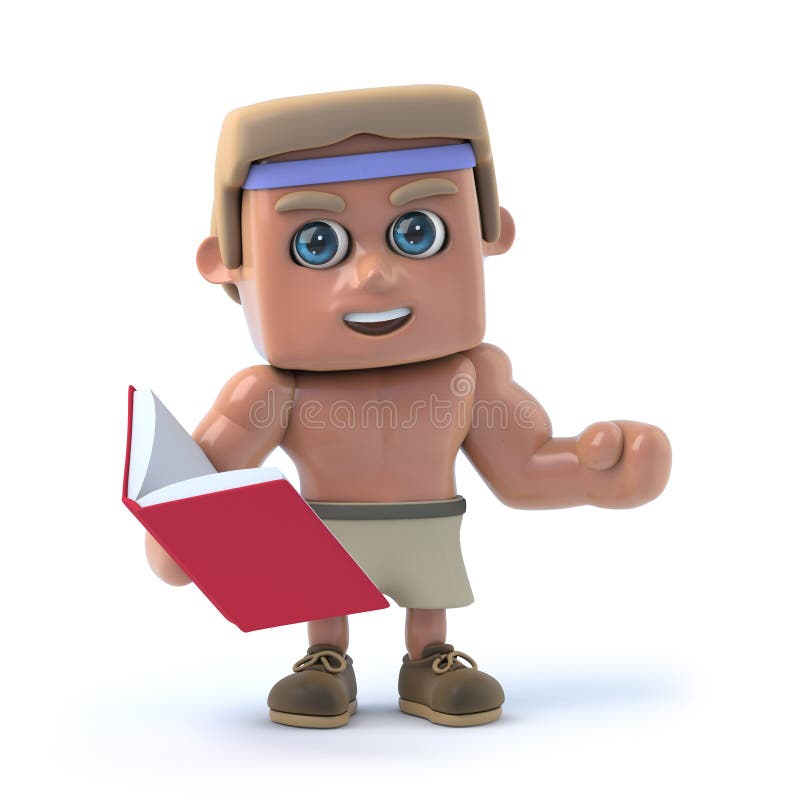 3d Bodybuilder Reads a Book Stock Illustration - Illustration of ...