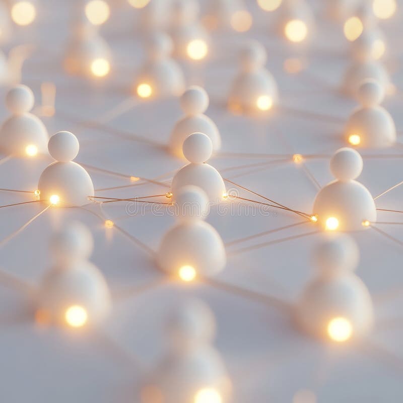 In the 3D Bokeh Network Nodes Connecting in Soft Light Concept, Soft ...