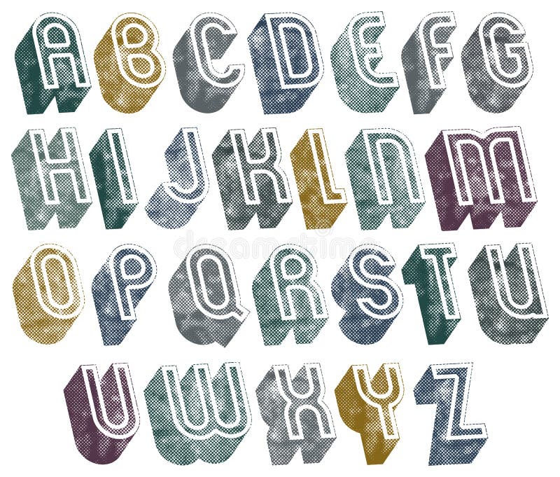 3d Bold Font with Halftone Dots Texture. Stock Vector - Illustration of ...