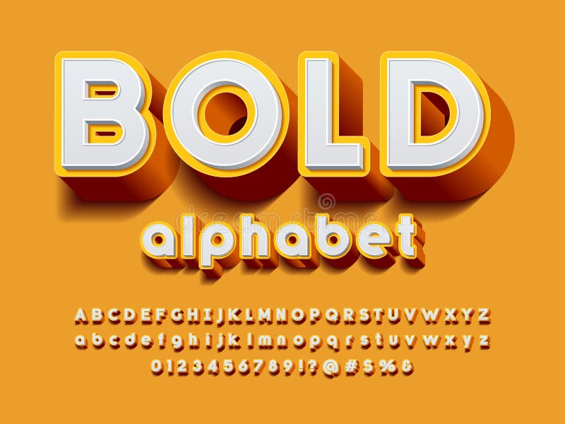 3D bold font stock vector. Illustration of trendy, creative - 195496442