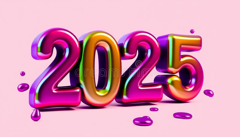 A 3D Bold and Glossy Number 2025 with Multi Colors, with Effect Stock ...