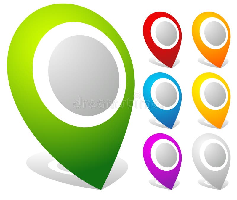 3d Bold Map Markers, Map Pins in 7 Colors Stock Vector - Illustration ...