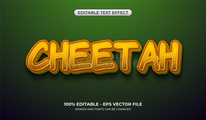 3D Bold Yellow Cheetah Text Effect. Editable Pop Art Text with Halftone ...