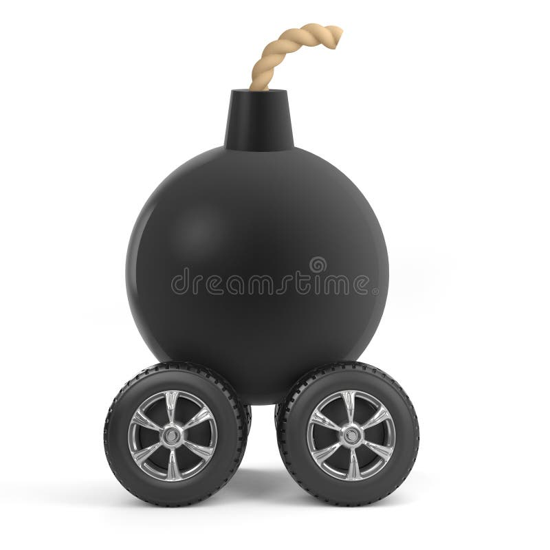 3d Bomb on wheels stock illustration. Illustration of vehicle - 46343141