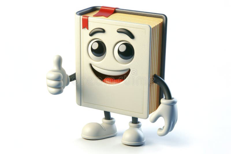 3d Book Character with a Smiling Face on a White Background. Ai ...