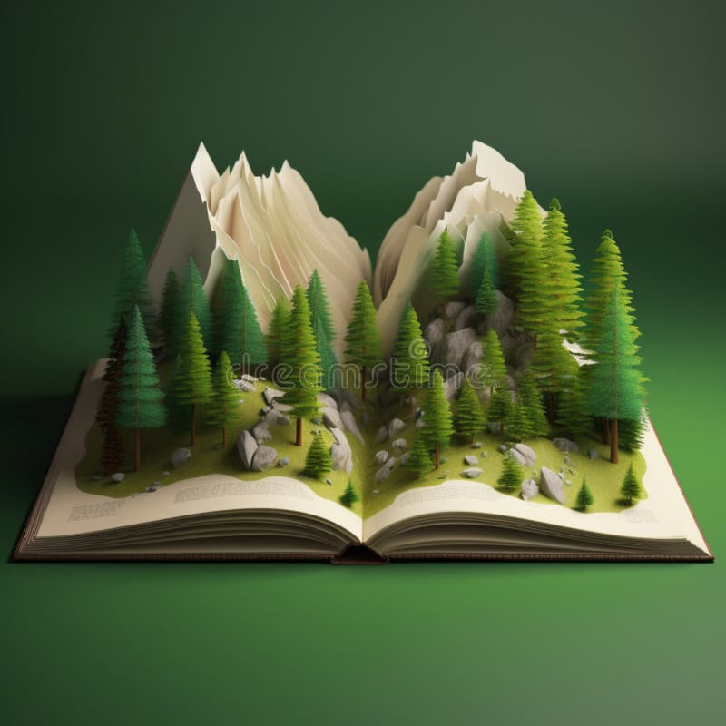3d Book Forest. Generative Ai Illustration Stock Illustration ...