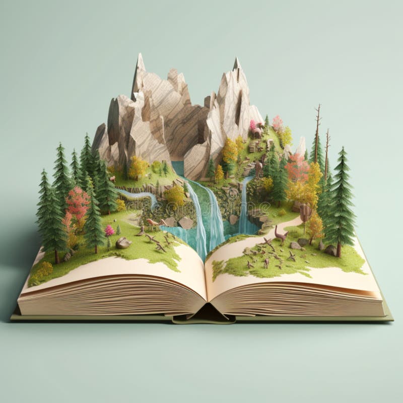 3d Book Forest. Generative Ai Illustration Stock Illustration ...