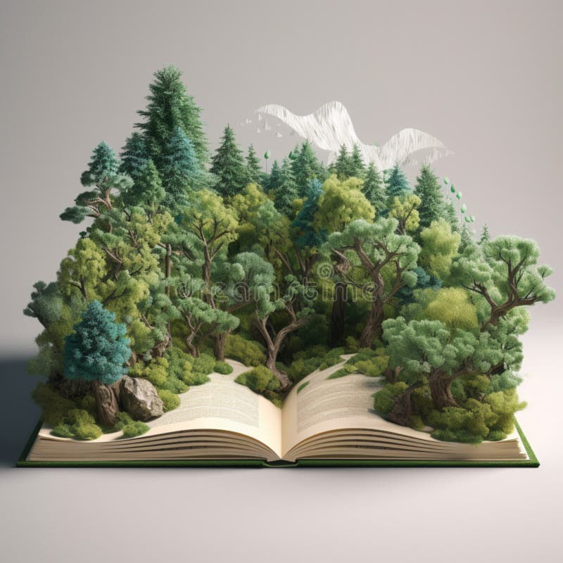 3d Book Forest. Generative Ai Illustration Stock Illustration ...