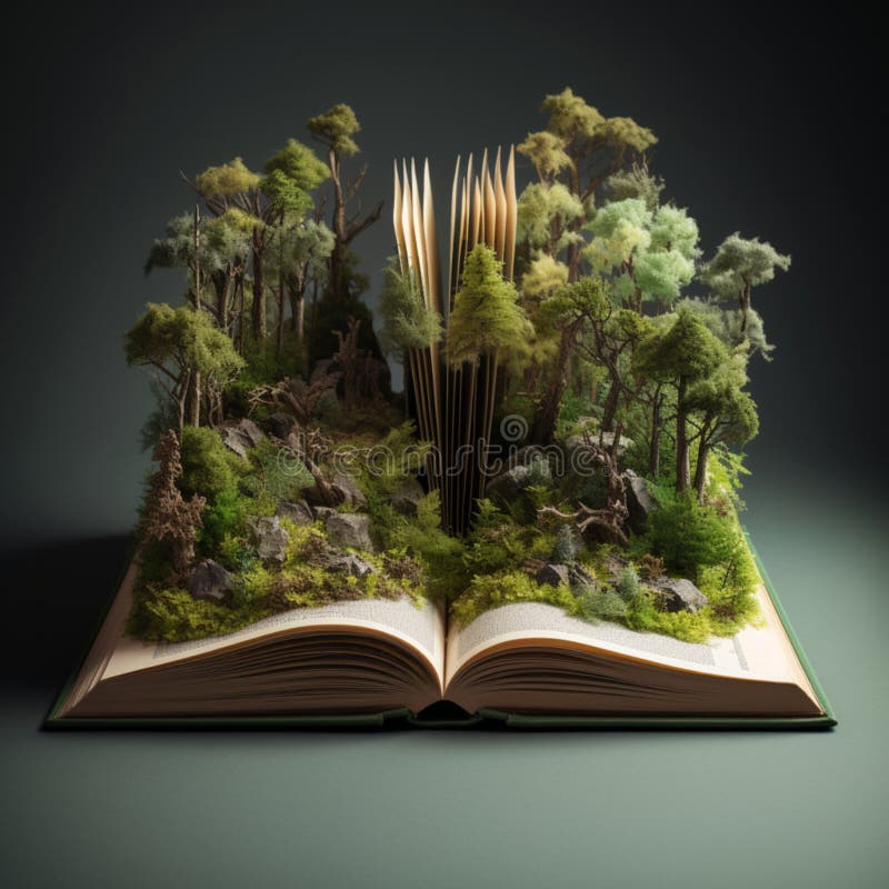 3d Book Forest. Generative Ai Illustration Stock Illustration ...