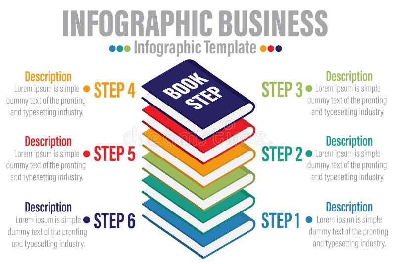 Business Process Infographic Template. 3D Shape Design with Six 6 Steps ...