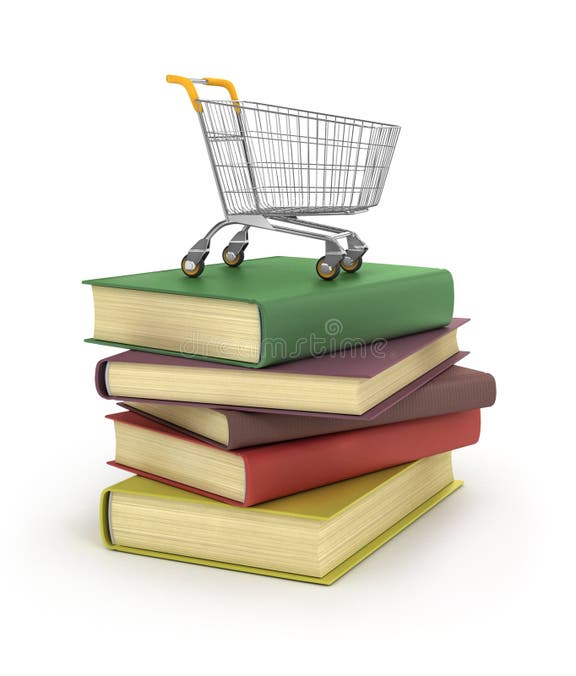 3d. Books with trolley stock illustration. Illustration of hardcover ...