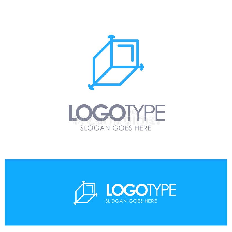 3d, Box, Cuboid, Design Blue Outline Logo Place for Tagline Stock ...