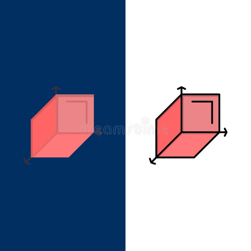 3d, Box, Cuboid, Design Icons. Flat and Line Filled Icon Set Vector ...