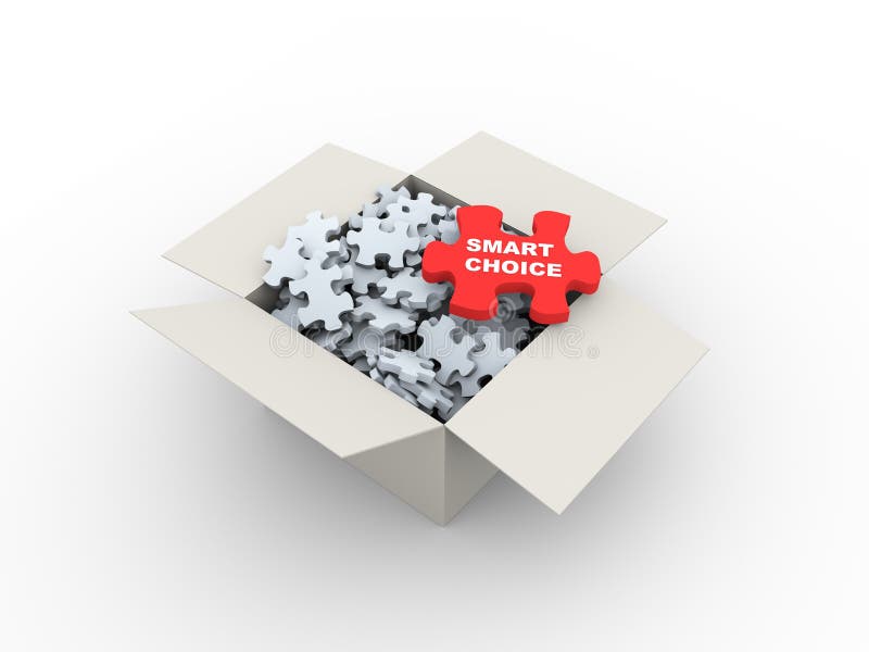 3d Box and Smart Choice Puzzle Piece Stock Illustration - Illustration ...