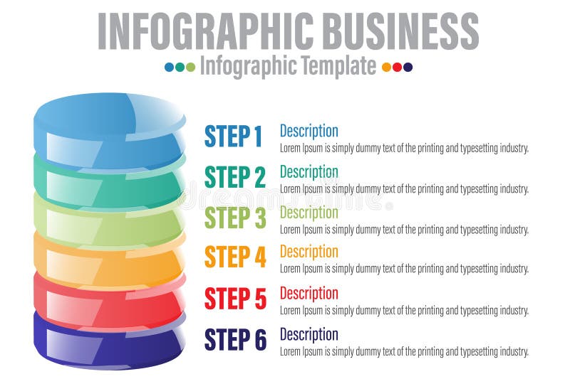 3D Box Template Infographic with 6 Steps or Six Options. Design Can Be ...