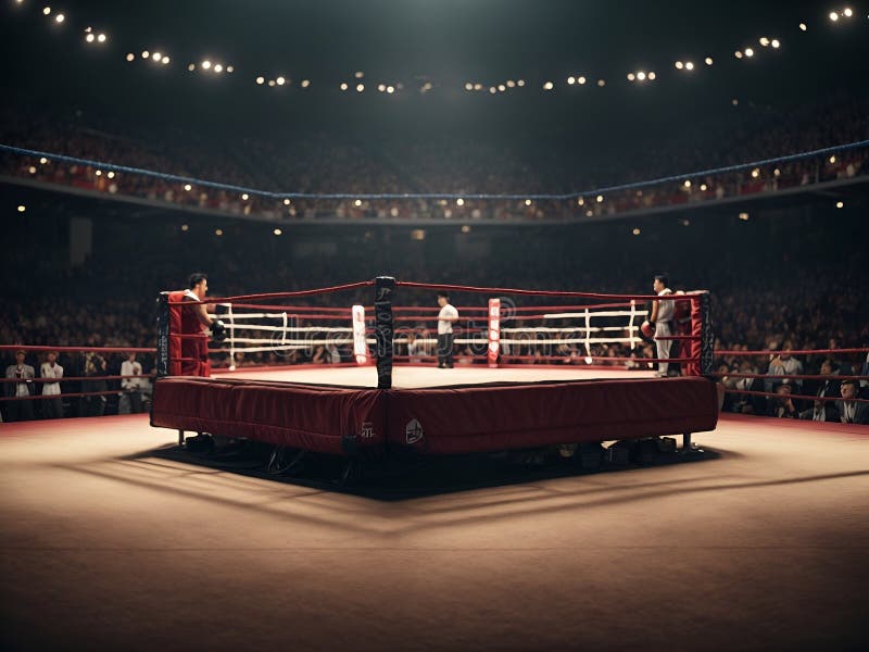 3D Boxer Arena. Isolated Empty Boxing Ring with Light. 3D Rendering ...