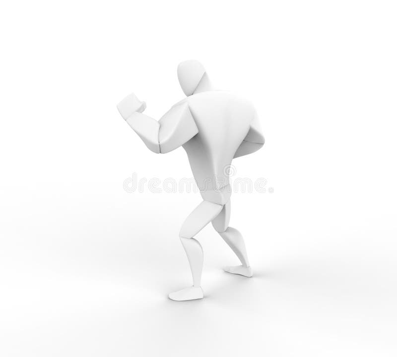 3D Boxer, Fight Stand, Rear View. Stock Illustration - Illustration of ...