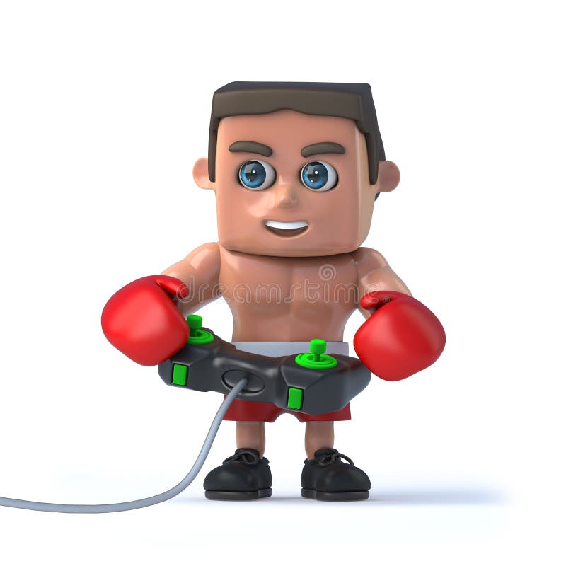 3d Boxer Plays a Video Game Stock Illustration - Illustration of gloves ...