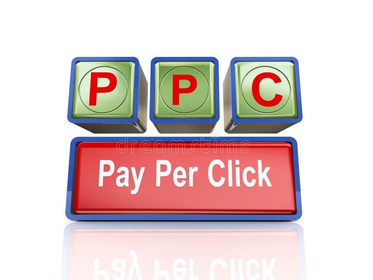 3d boxes of concept of ppc stock illustration. Illustration of buzz ...