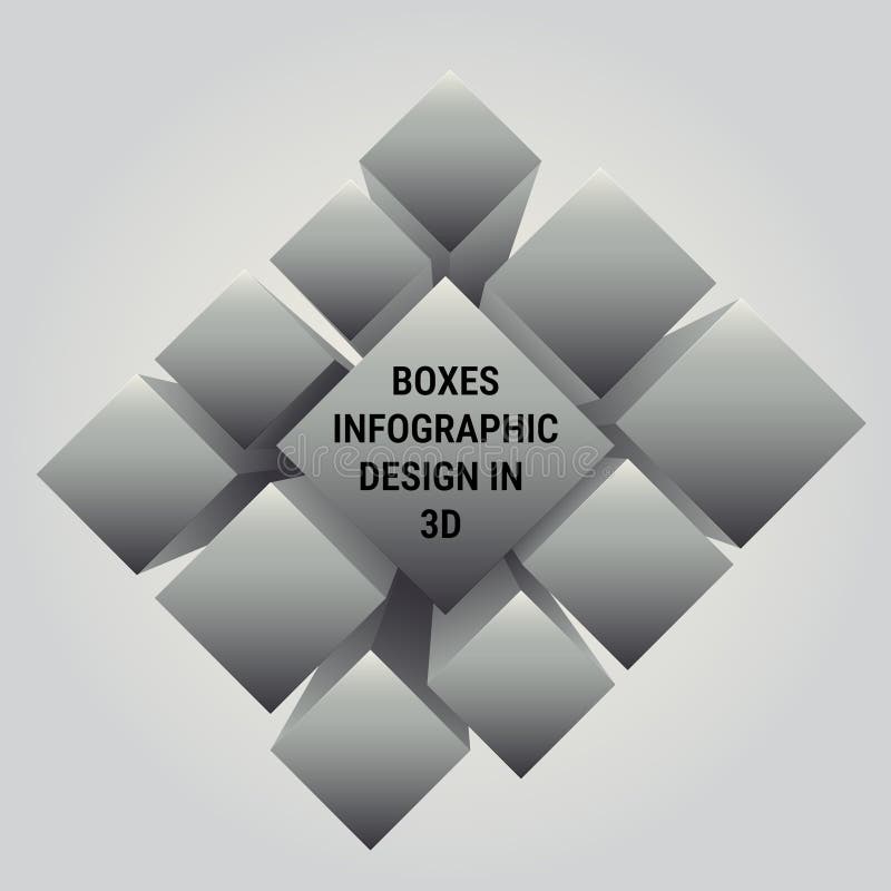 3d Boxes Squares Cubes Infographic Design Stock Vector - Illustration ...
