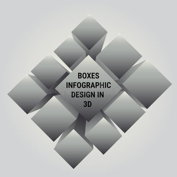3d Boxes Squares Cubes Infographic Design Stock Vector - Illustration ...