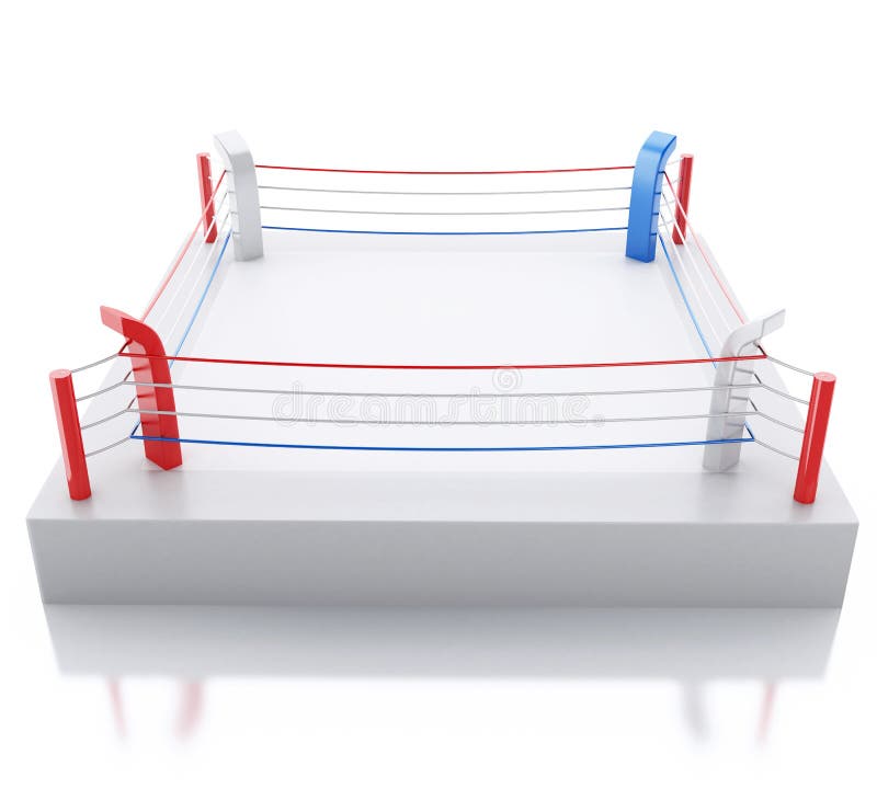 3d Boxing Ring Against White Background. Stock Illustration ...