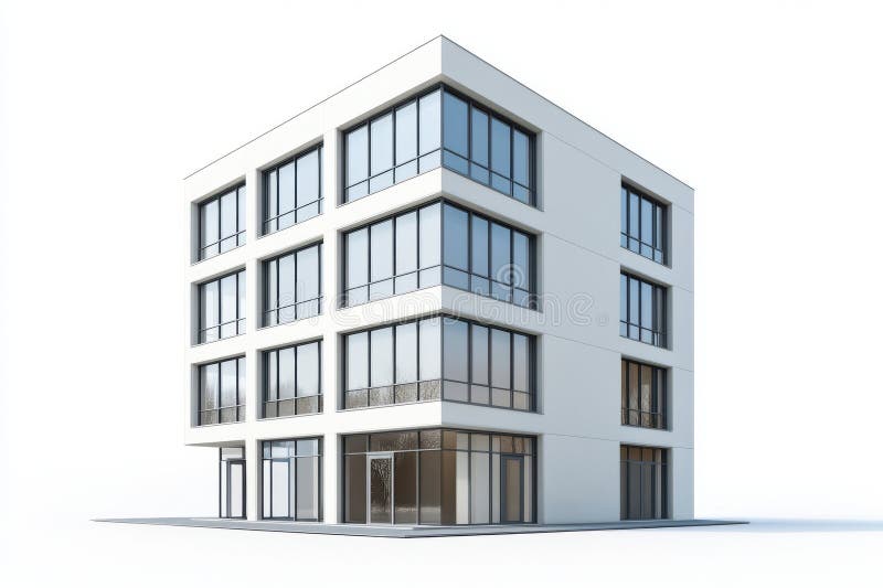 3D Boxy Modern Building Illustration with Clean Simplistic Design ...