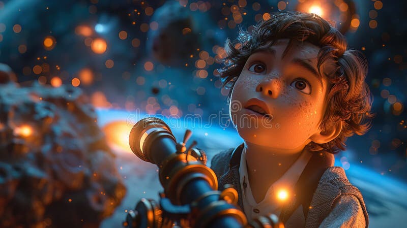 3D Boy Avatar Using a Telescope Starry Night Backdrop Perfect for ...