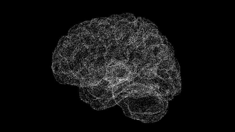 3D Brain on Black Bg. Object Dissolved Flickering Particles. Scientific ...