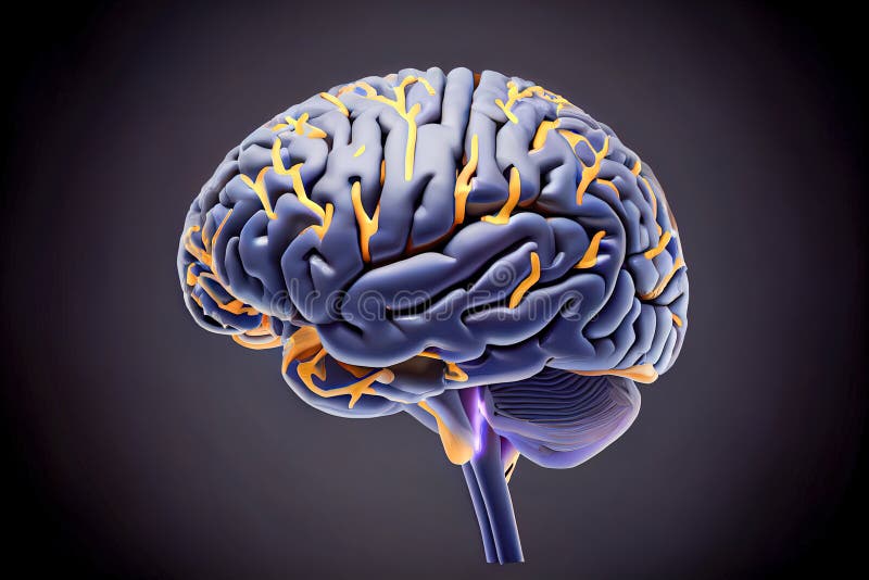 3d Brain Close Up. Generative AI Stock Image - Image of synapse, cell ...