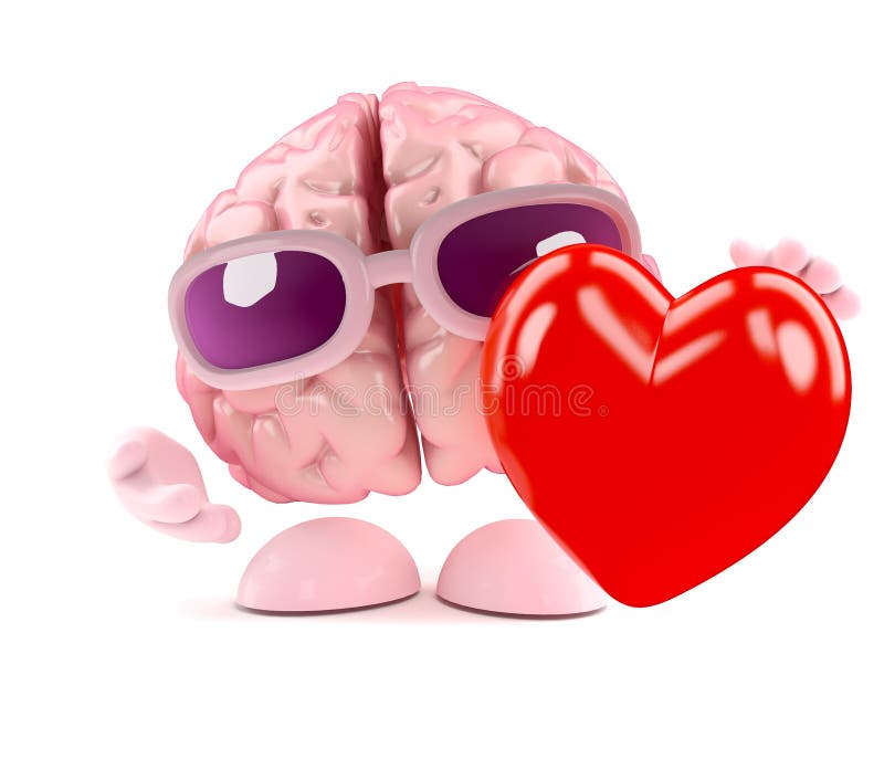 3d Brain feels love stock illustration. Illustration of clever - 41757065