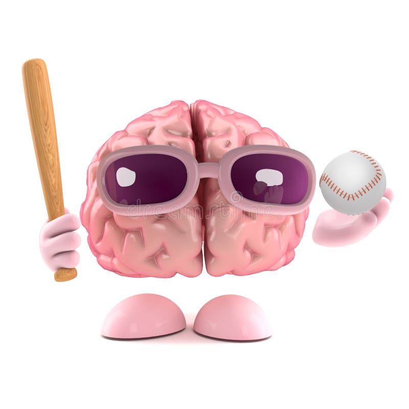3d Brain loves baseball stock illustration. Illustration of organ ...