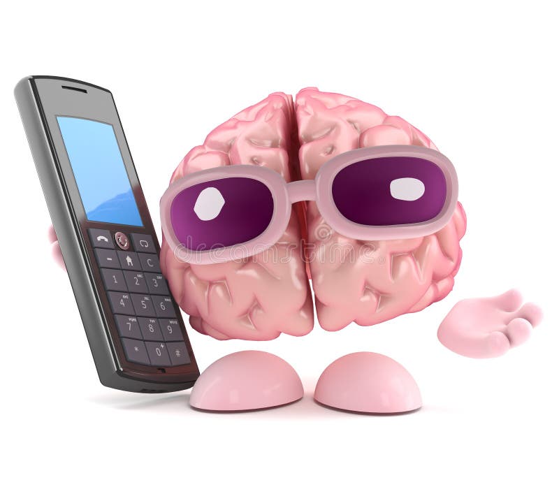 3d Brain Maks a Call on a Cellphone Stock Illustration - Illustration ...